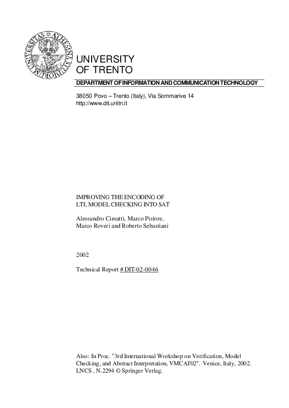 (PDF) Improving the Encoding of LTL Model Checking into SAT