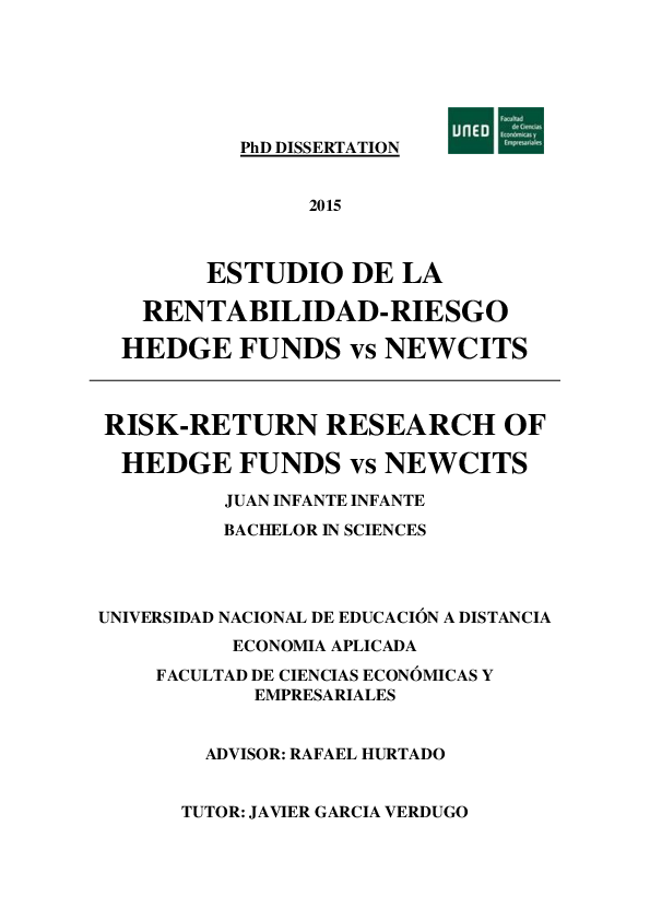 (PDF) Estudio de la rentabilidad-riesgo hedge funds vs NEWCITS