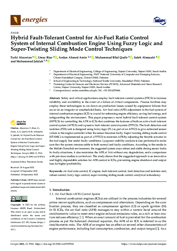 Pdf Hybrid Fault Tolerant Control For Air Fuel Ratio Control System Of Internal Combustion