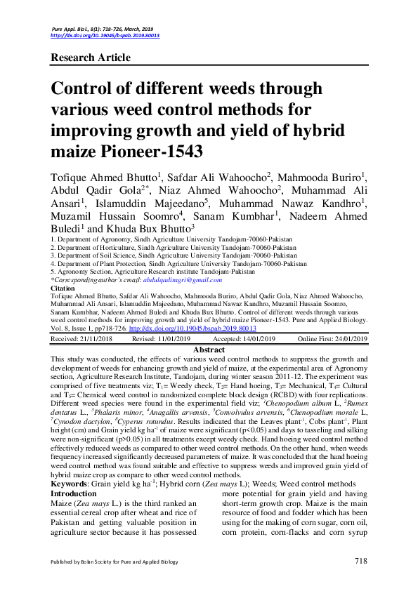 (PDF) Control of different weeds through various weed control methods ...