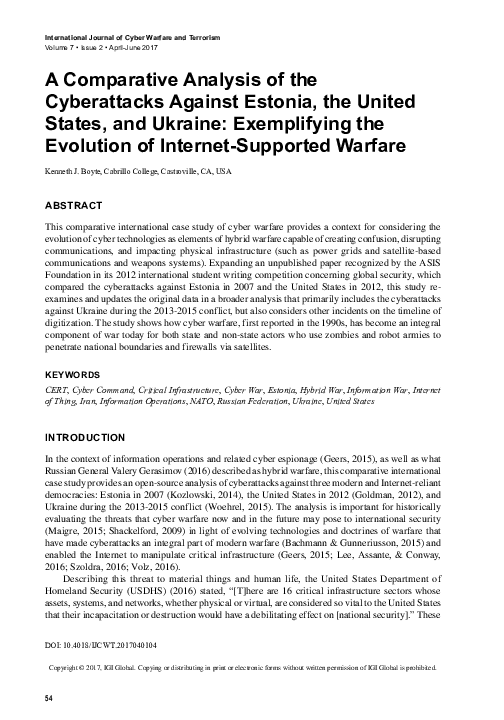 (PDF) A Comparative Analysis of the Cyberattacks Against Estonia, the ...