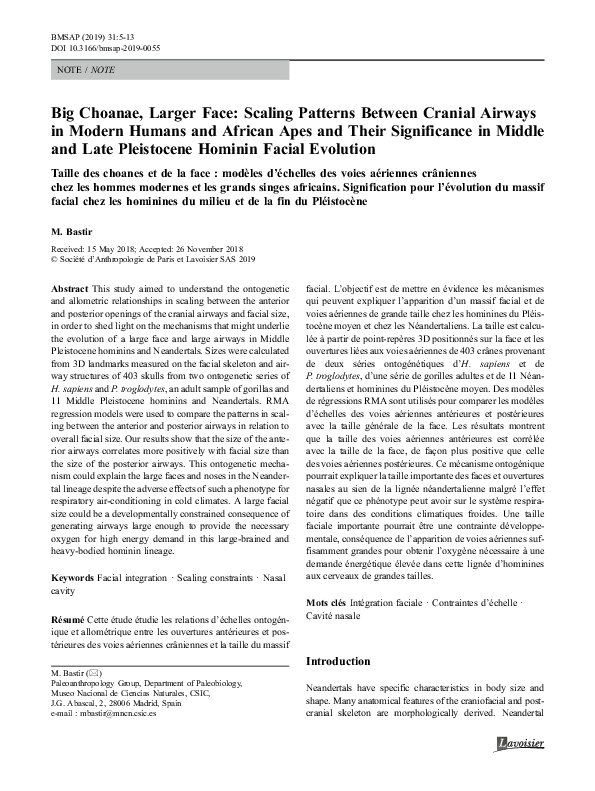 (PDF) Big Choanae, Larger Face: Scaling Patterns Between Cranial ...