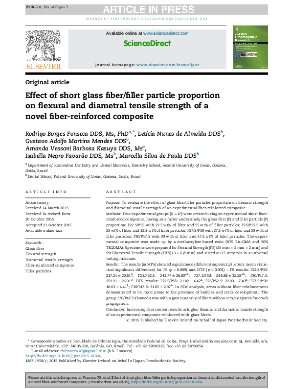 (PDF) Effect of short glass fiber/filler particle proportion on ...
