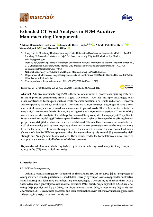 (PDF) Extended CT Void Analysis in FDM Additive Manufacturing Components