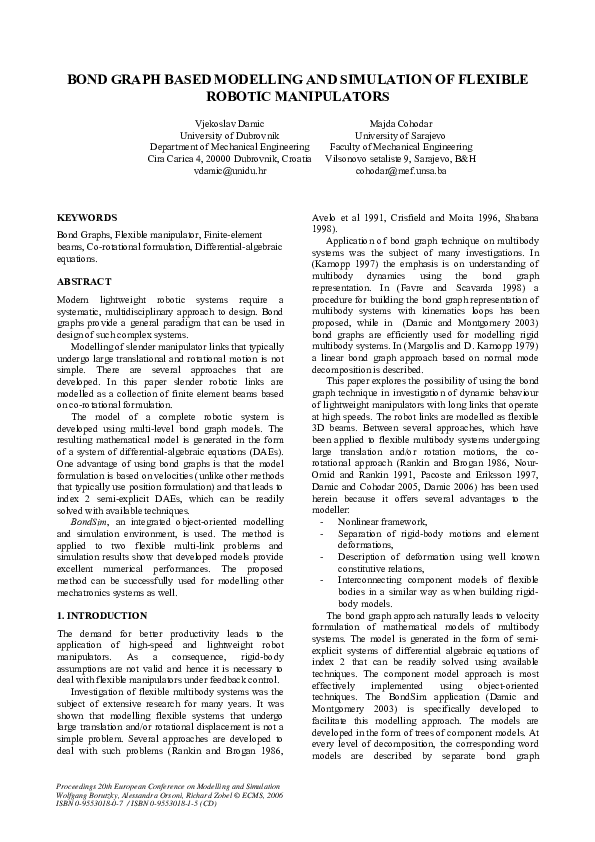 (PDF) Bond Graph Based Modelling And Simulation Of Flexible Robotic Manipulators