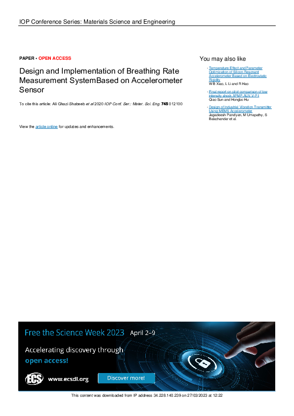 Pdf Design And Implementation Of Breathing Rate Measurement Systembased On Accelerometer Sensor