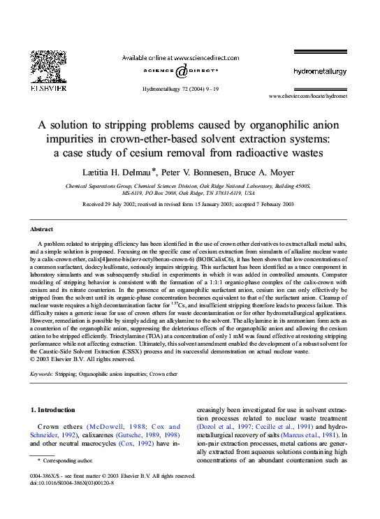 (PDF) A solution to stripping problems caused by organophilic anion ...