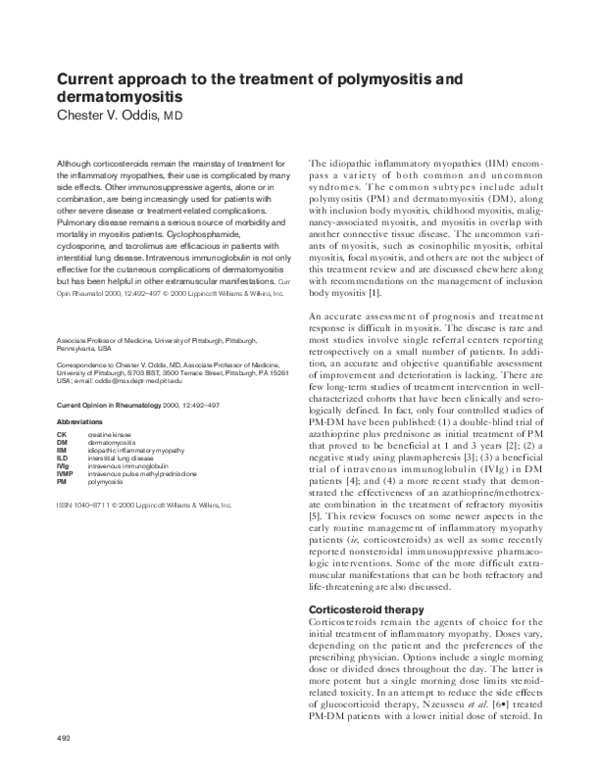 (PDF) Current approach to the treatment of polymyositis and dermatomyositis