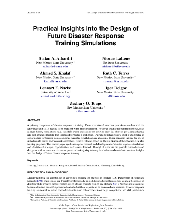(PDF) Practical Insights into the Design of Future Disaster Response ...