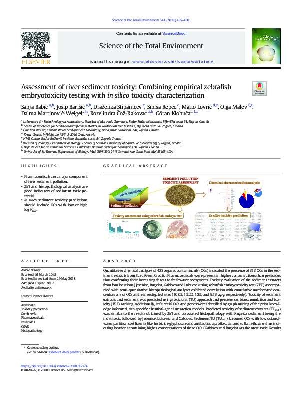 (PDF) Assessment of river sediment toxicity: Combining empirical ...