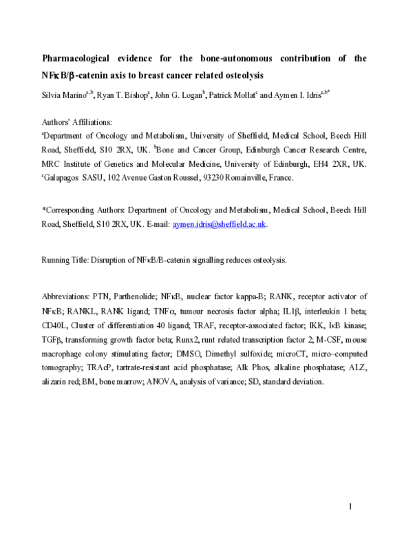 (PDF) Pharmacological evidence for the bone-autonomous contribution of ...