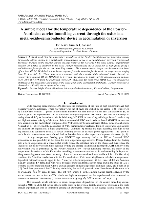 (PDF) A simple model for the temperature dependence of the Fowler ...