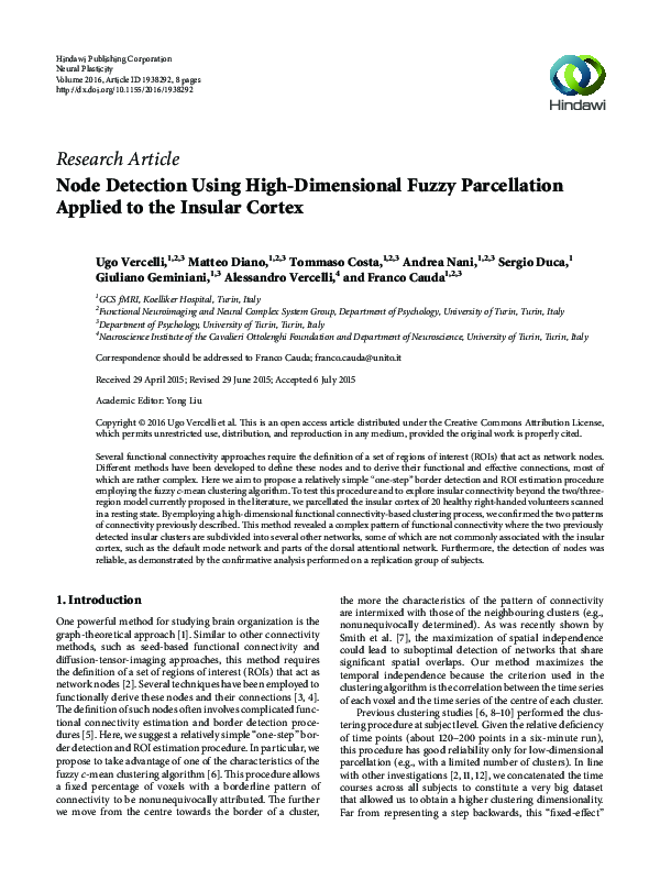 (PDF) Node Detection Using High-Dimensional Fuzzy Parcellation Applied to the Insular Cortex ...