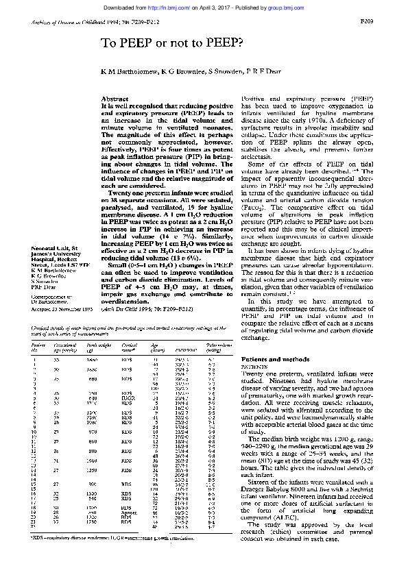 (PDF) To PEEP or not to PEEP?