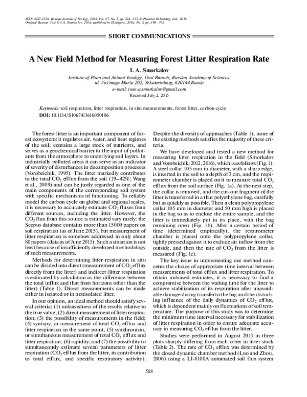 (PDF) A new field method for measuring forest litter respiration rate