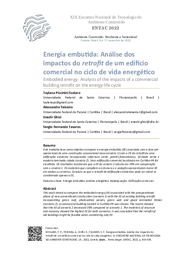 (PDF) Energia embutida: análise dos impactos do retrofit de um edifício comercial no ciclo de ...