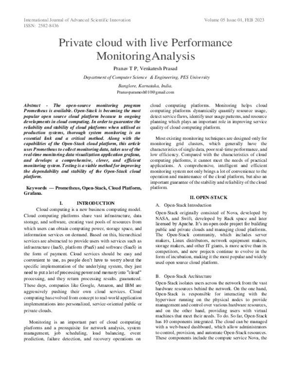 Pdf Private Cloud With Live Performance Monitoring Analysis
