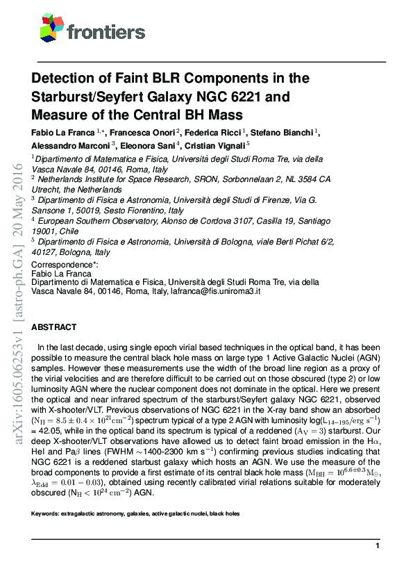 (PDF) Detection of Faint BLR Components in the Starburst/Seyfert Galaxy ...
