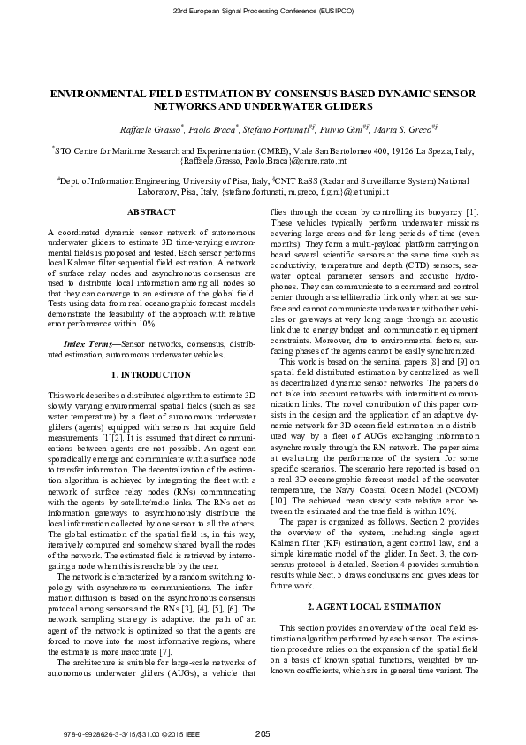 (PDF) Environmental field estimation by consensus based dynamic sensor networks and underwater ...
