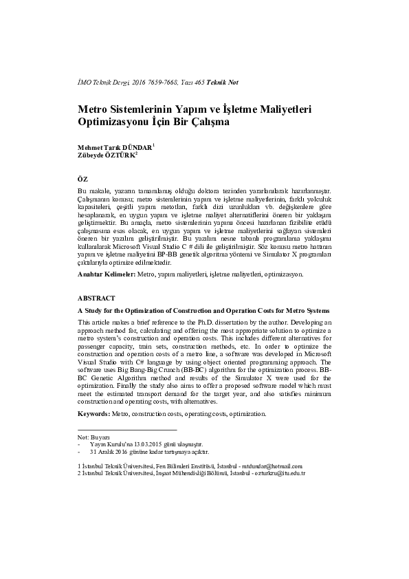 (PDF) A Study for the Optimization of Construction and Operation Costs ...