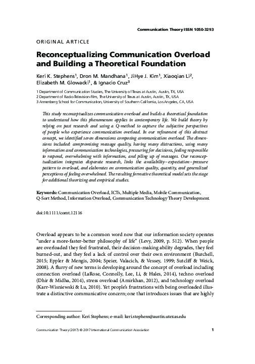 (PDF) Reconceptualizing Communication Overload and Building a ...
