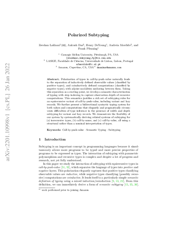 (PDF) Polarized Subtyping: Code/Artifact