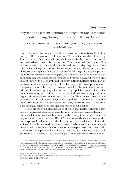 (PDF) Beyond the Human: Rethinking Education and Academic Conferencing ...