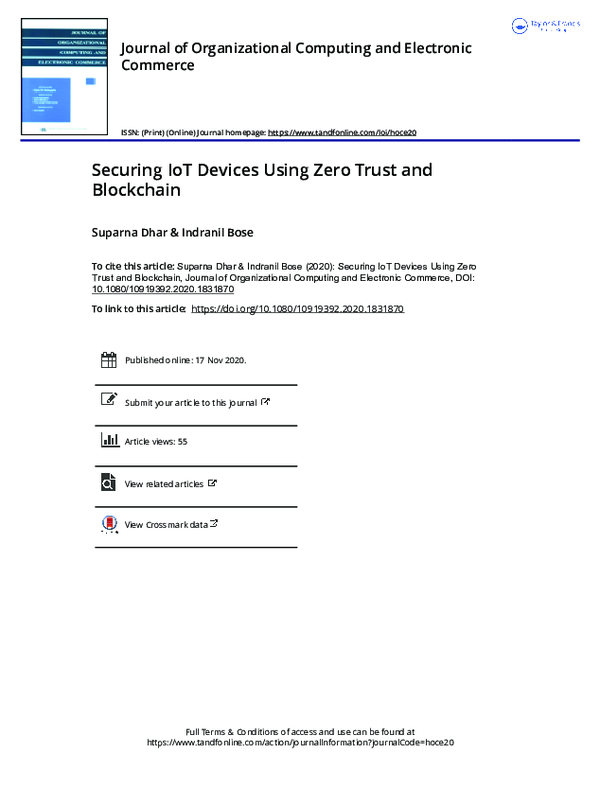 Pdf Securing Iot Devices Using Zero Trust And Blockchain