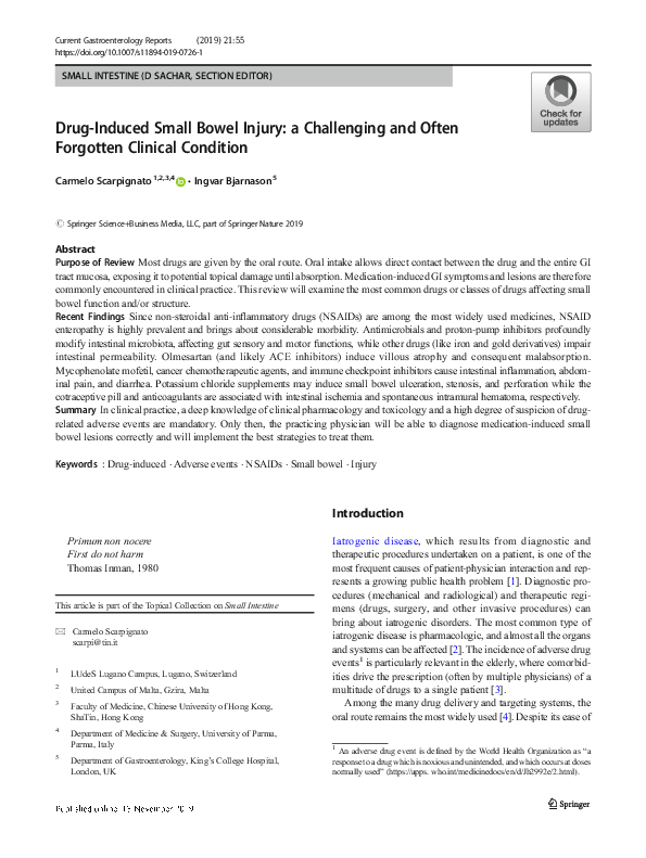 (PDF) Drug-Induced Small Bowel Injury: a Challenging and Often ...