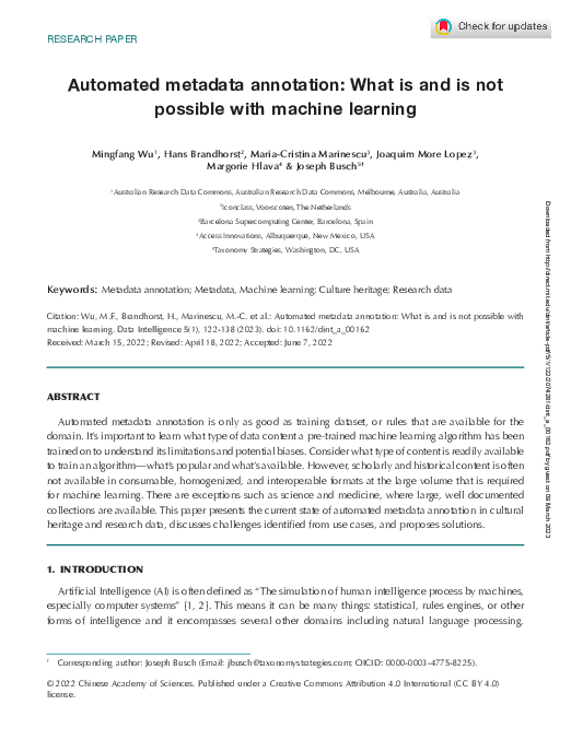 Pdf Automated Metadata Annotation What Is And Is Not Possible With Machine Learning