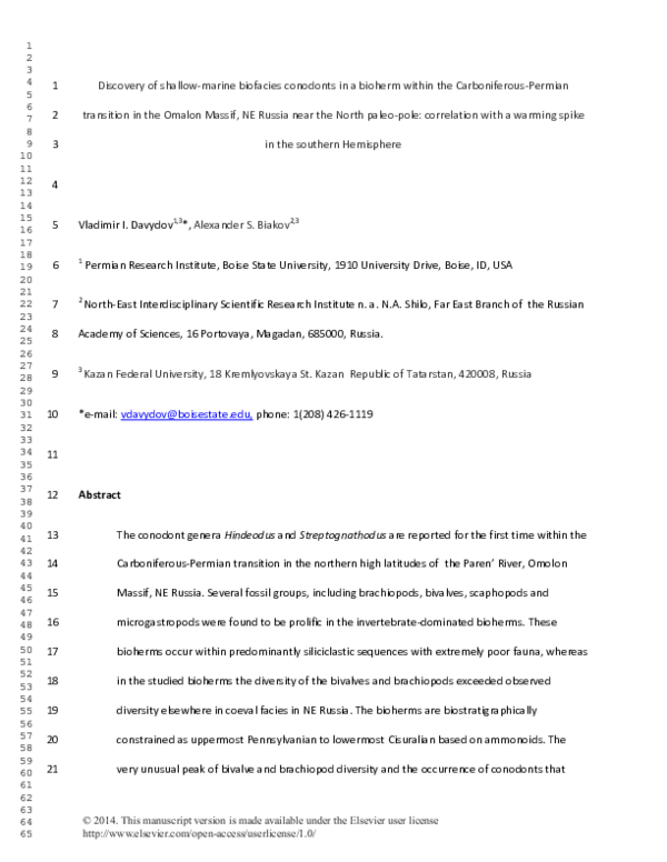 (PDF) Discovery of shallow-marine biofacies conodonts in a bioherm ...