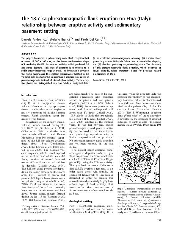 (PDF) The 18.7 ka phreatomagmatic flank eruption on Etna (Italy ...