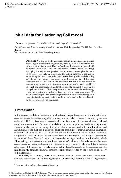 (PDF) Initial data for Hardening Soil model
