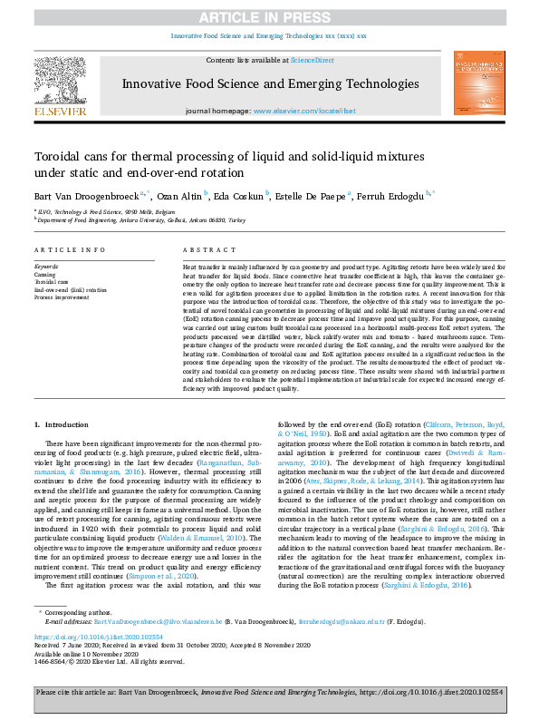 (PDF) Toroidal cans for thermal processing of liquid and solid-liquid ...