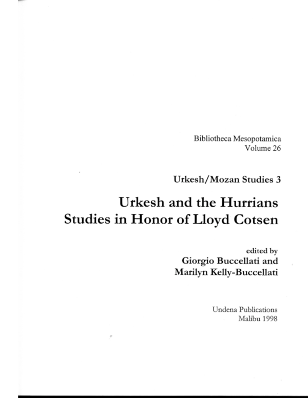 (PDF) Urkesh as Tell Mozan: Profiles of the Ancient City