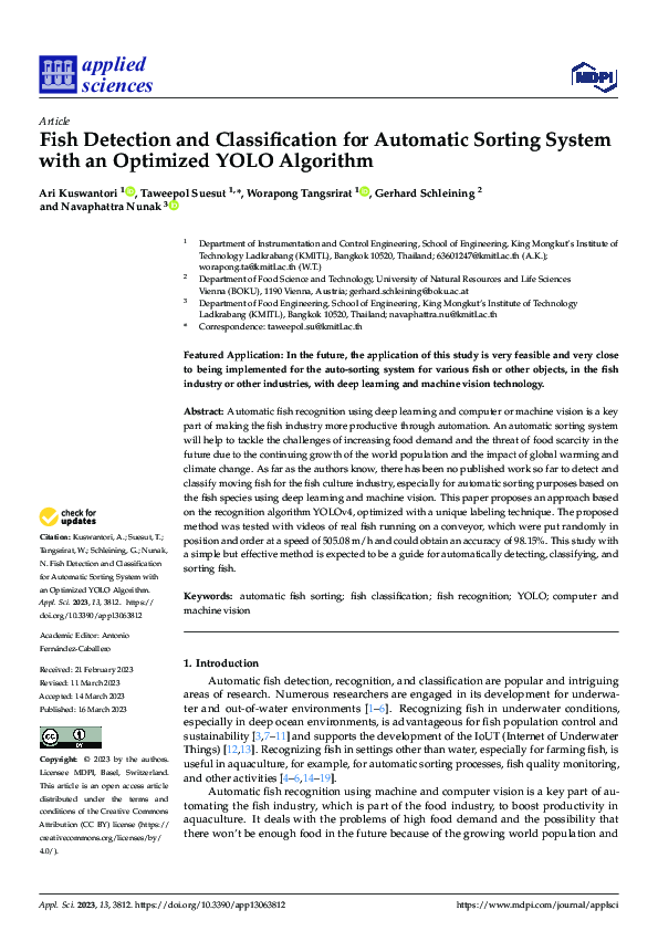 (PDF) Fish Detection and Classification for Automatic Sorting System with an Optimized YOLO ...