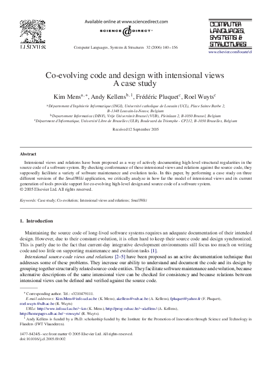 (PDF) Co-evolving code and design with intensional views