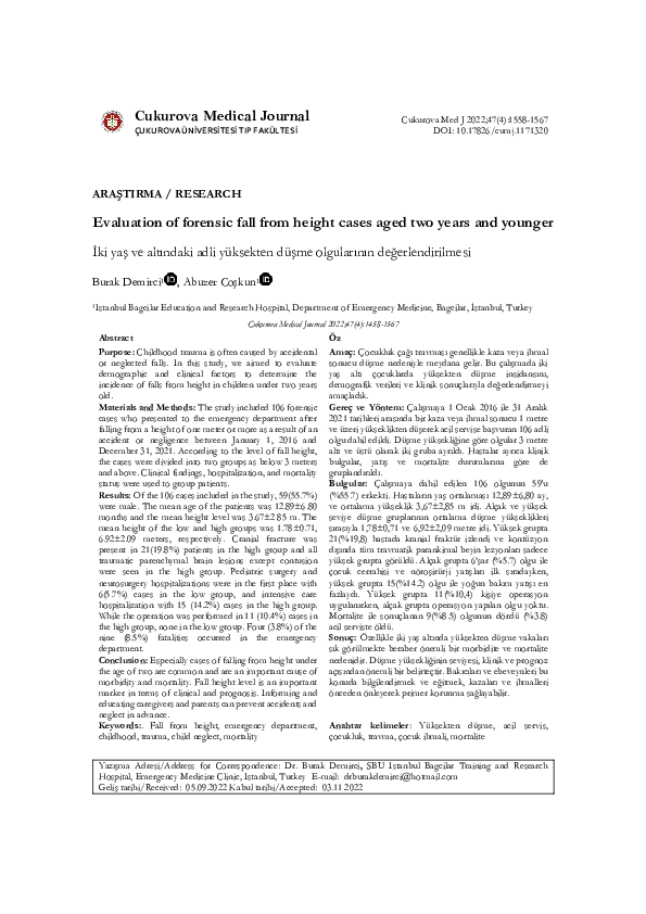 (PDF) Evaluation of forensic fall from height cases aged two years and ...