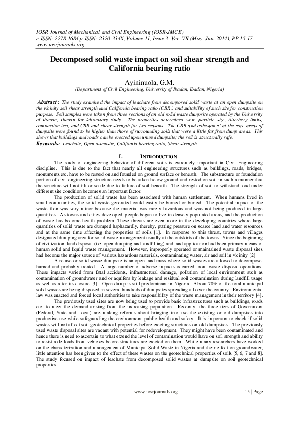 (PDF) Decomposed solid waste impact on soil shear strength and ...