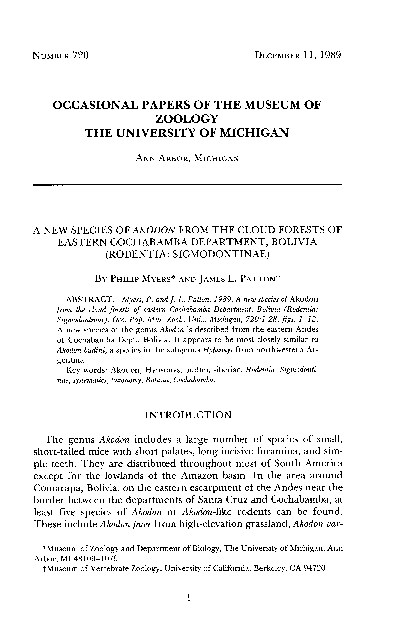 (PDF) A new species of Akodon from the cloud forests of eastern ...