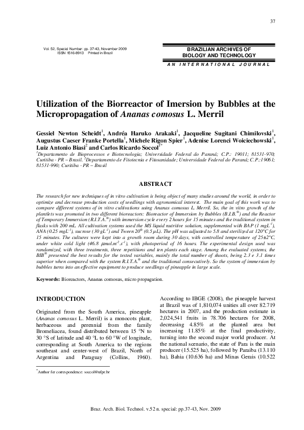 (PDF) Utilization of the biorreactor of imersion by bubbles at the ...