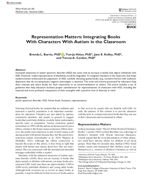 (PDF) Representation Matters: Integrating Books With Characters With ...