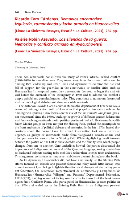 (PDF) Valérie Robin Azevedo, Los silencios; Ricardo Caro, Huancavelica