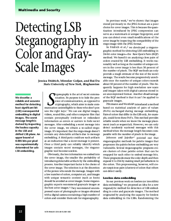 (PDF) Detecting LSB steganography in color, and gray-scale images ...