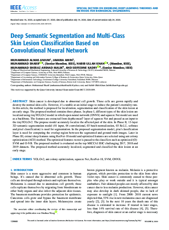 (PDF) Deep Semantic Segmentation and Multi-Class Skin Lesion Classification Based on ...