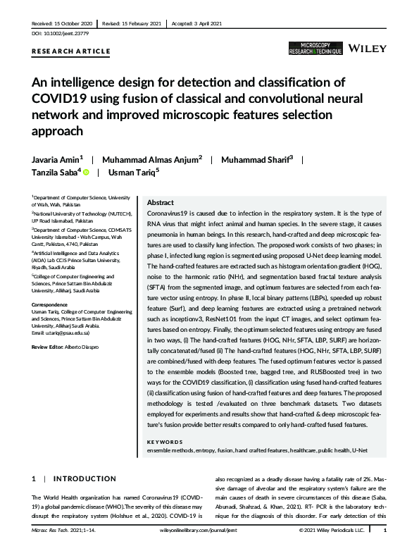 (PDF) An intelligence design for detection and classification of COVID19 using fusion of ...