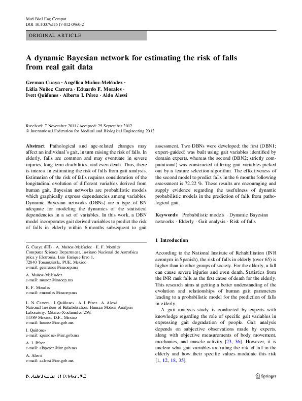 (PDF) A dynamic Bayesian network for estimating the risk of falls from real gait data | Alberto ...