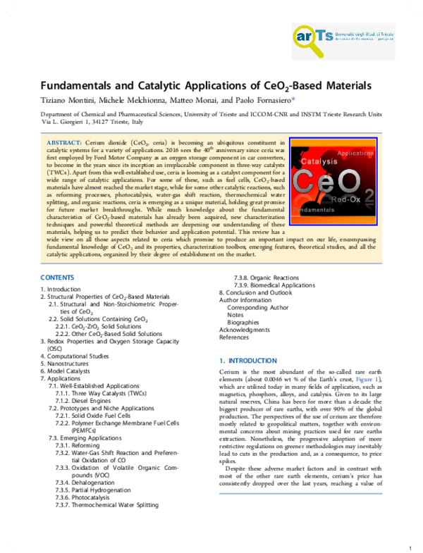 (PDF) Fundamentals and Catalytic Applications of CeO2-Based Materials