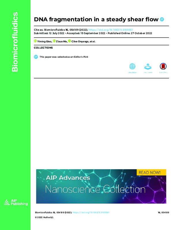 (PDF) DNA fragmentation in a steady shear flow