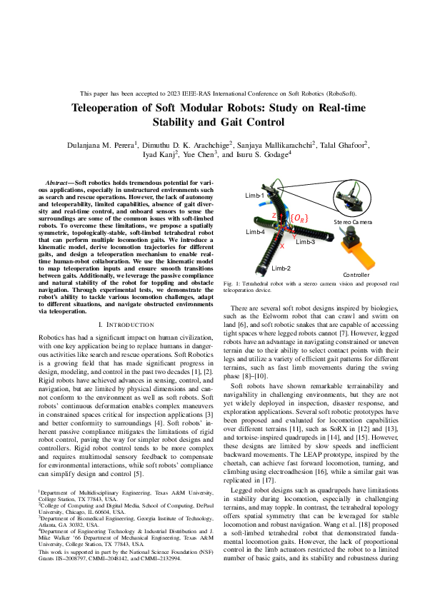(PDF) Teleoperation of Soft Modular Robots: Study on Real-time Stability and Gait Control